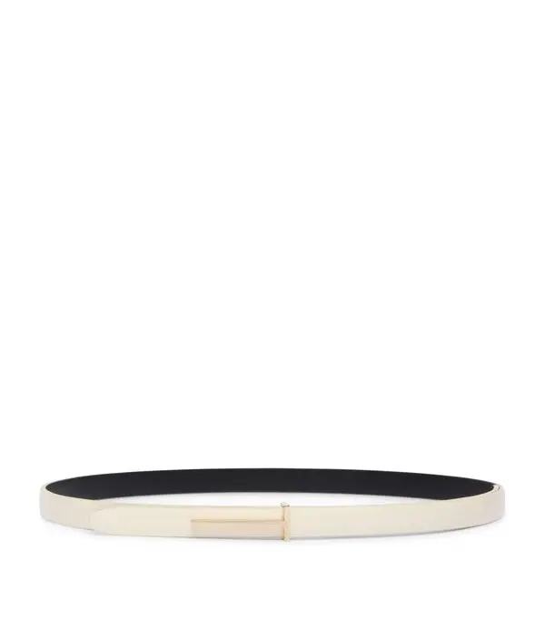 TOM FORD T Icon Leather Belt - Ivory