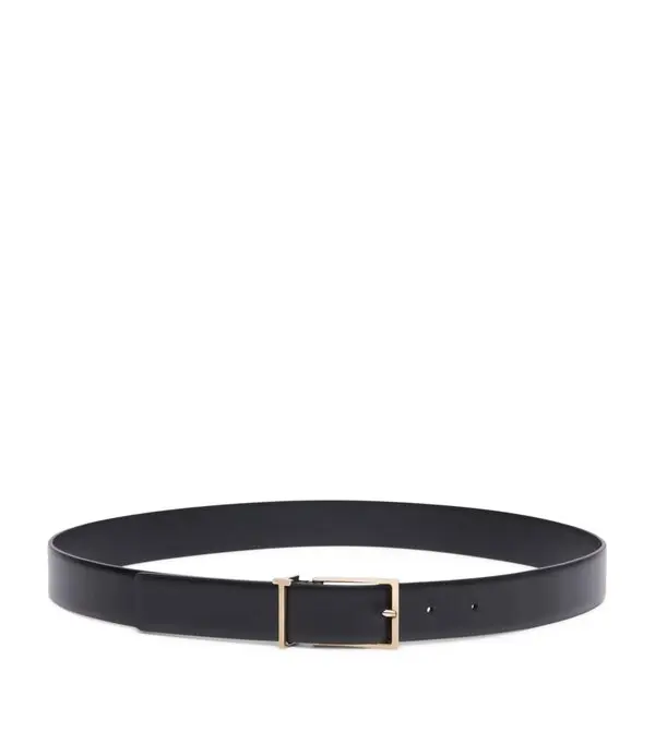 TOM FORD Leather Belt With Gold Tone Buckle - Black