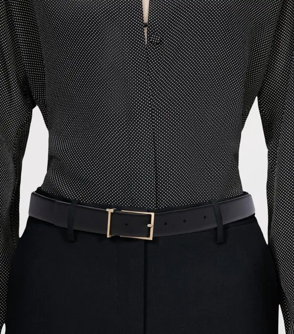 TOM FORD Leather Belt With Gold Tone Buckle