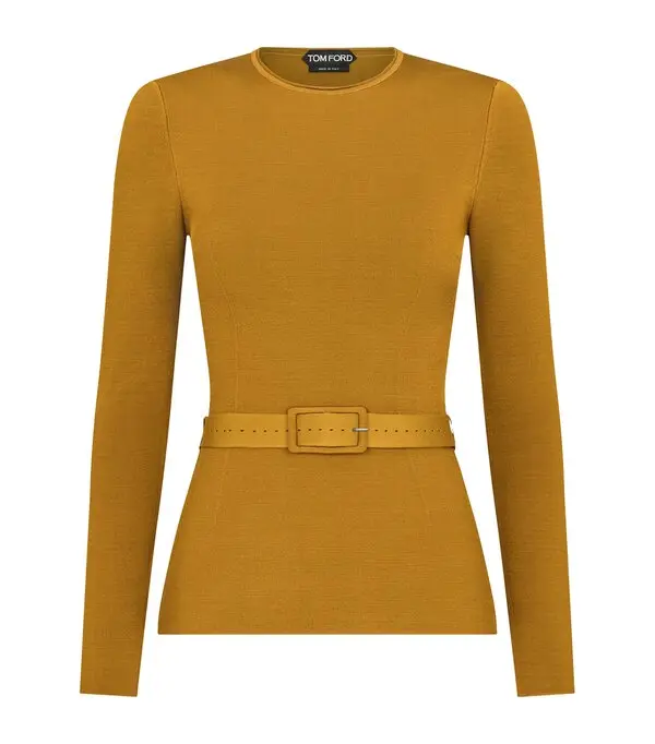 TOM FORD Long Sleeve Belted Sweater