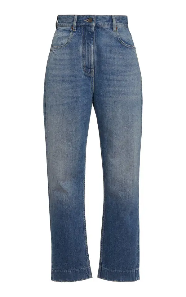 Valentino Garavani Rigid High-rise Straight-leg Cropped Jeans - Blue