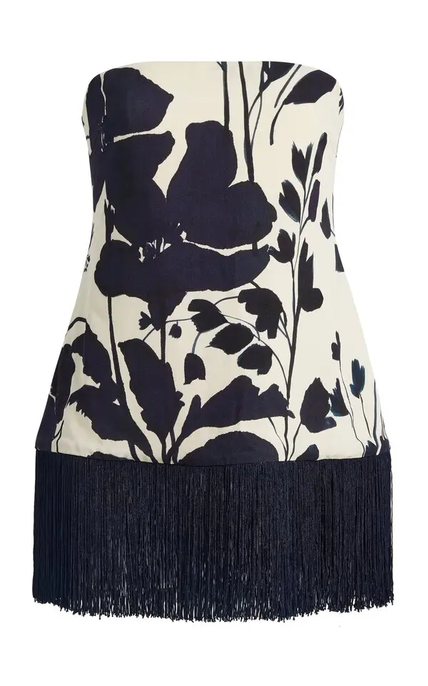 Cara Cara Benita Fringed Floral Print Tube Top - Ivory