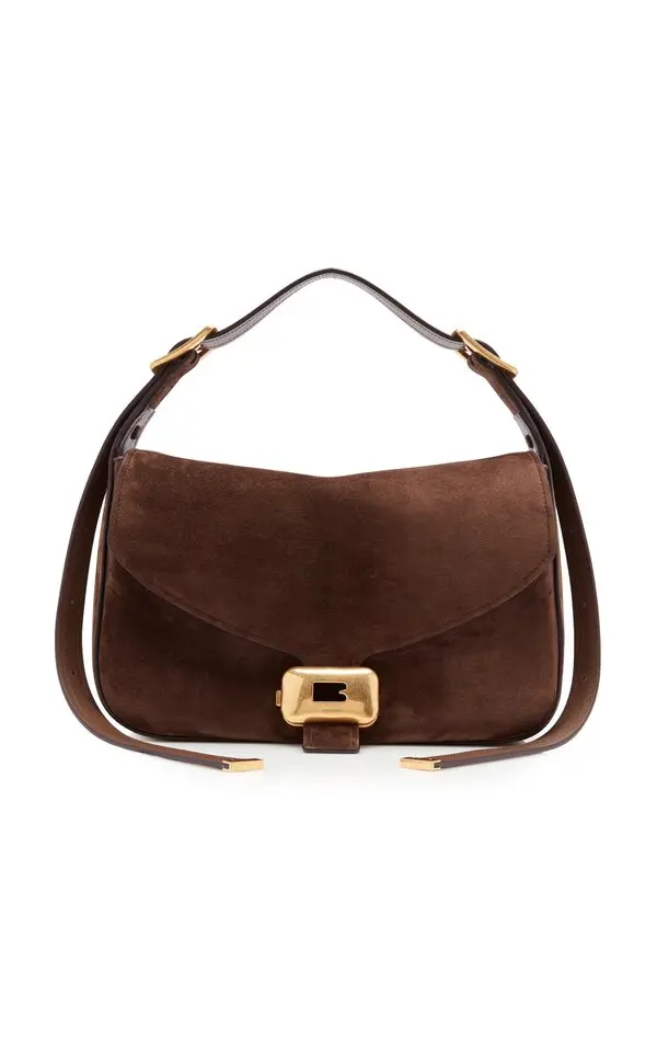 Balenciaga Clicca Medium Suede Shoulder Bag - Brown