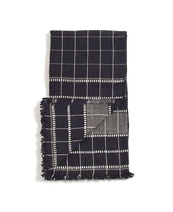 STUDIO VARIOUSLY Treacle Checks Pattern Hand Spun Organic Cotton Handloom Throw - Black