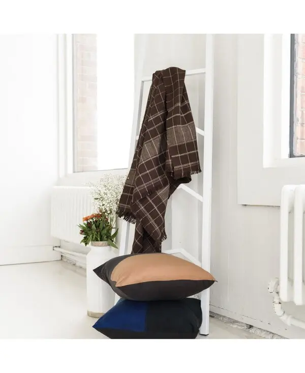STUDIO VARIOUSLY Treacle Checks Pattern Hand Spun Organic Cotton Handloom Throw - Black