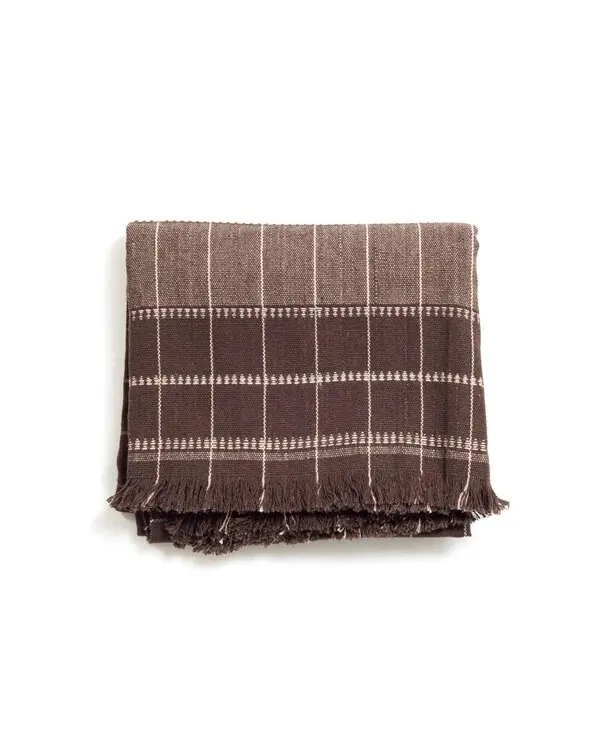 STUDIO VARIOUSLY Treacle Checks Pattern Hand Spun Organic Cotton Handloom Throw