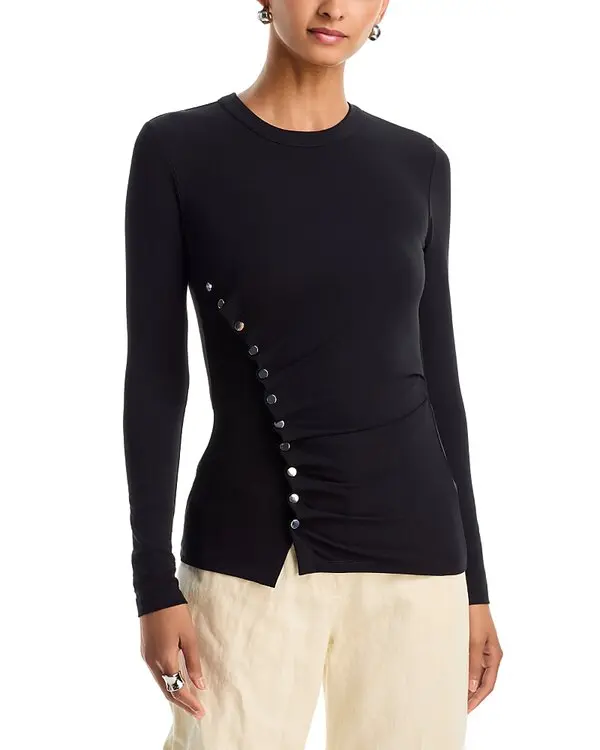 Rabanne Long Sleeve Crewneck Top - Black