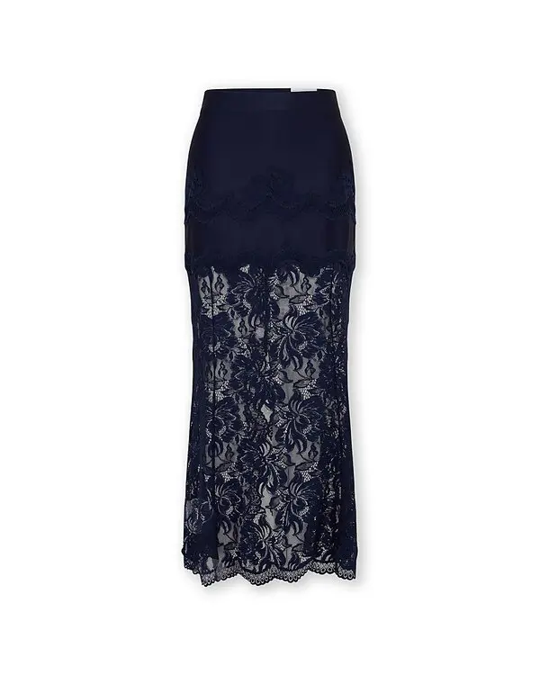 Rabanne Scalloped Lace Maxi Skirt - Deep Navy