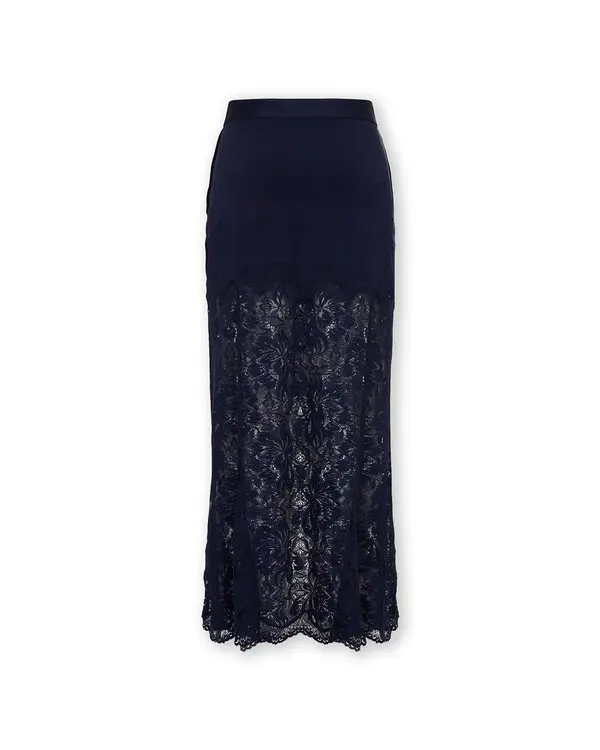 Rabanne Scalloped Lace Maxi Skirt - Deep Navy
