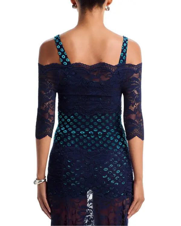 Rabanne Off Shoulder Mixed Media Top