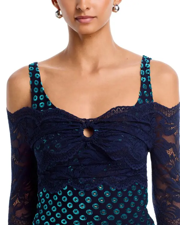 Rabanne Off Shoulder Mixed Media Top