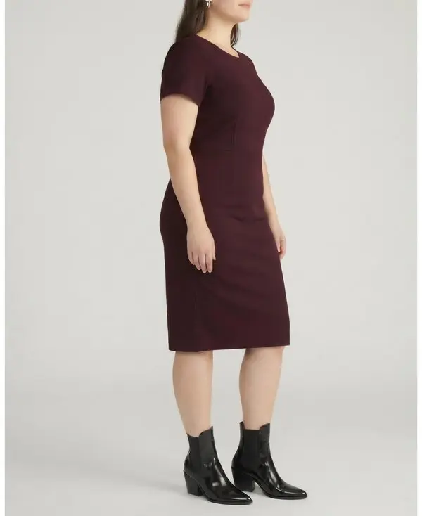 Universal Standard Plus Executive V Neck Ponte Dress - Black Cherry