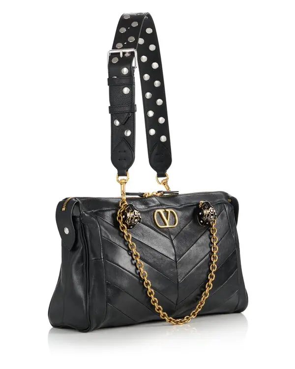 Valentino Garavani Panthea Vlogo Medium Leather Shoulder Bag