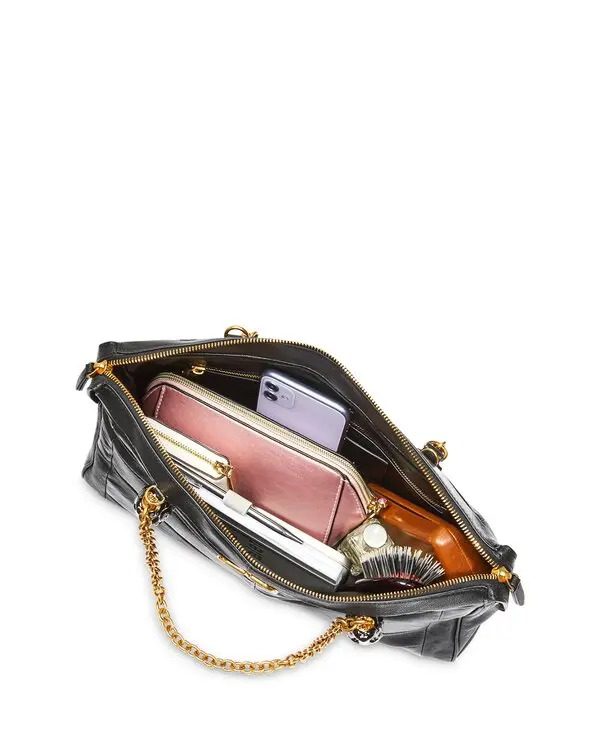 Valentino Garavani Panthea Vlogo Medium Leather Shoulder Bag - Black