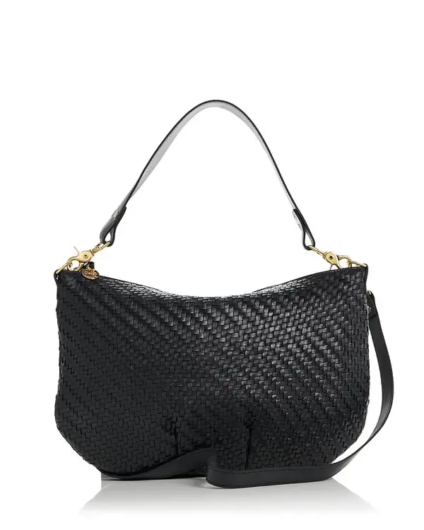 Clare V. Moyen Messenger Woven Leather Crossbody Bag - Black