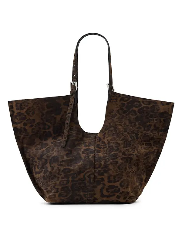 ALLSAINTS Ara Leopard Print Leather East/west Tote