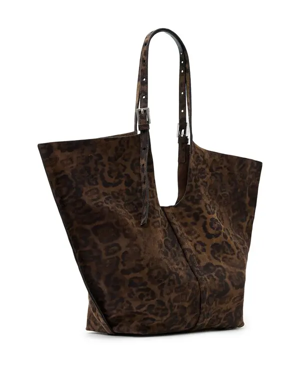 ALLSAINTS Ara Leopard Print Leather East/west Tote
