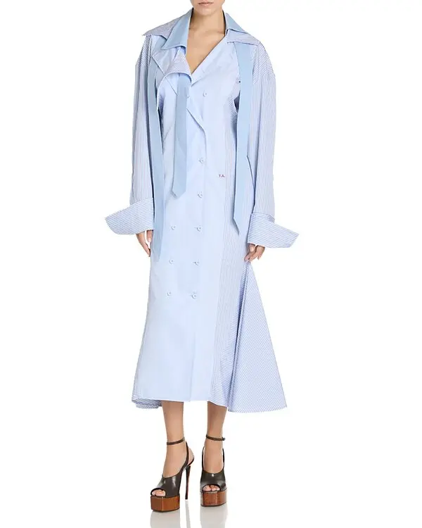 Attico Midi Double Breasted Shirt Dress - Multicolor