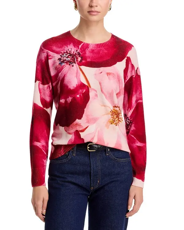 Bloomingdale'S Floral Print Crewneck Sweater - Pink Multi