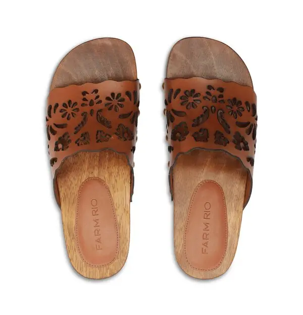 Farm Rio Embellished Leather Sandals