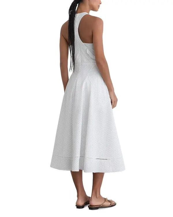REISS Ilse Striped Midi Dress With Ruffle Detail