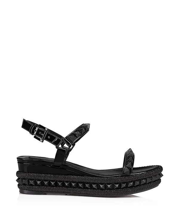 CHRISTIAN LOUBOUTIN Pyraclou 60 Mm Wedge Espadrille Sandals - Black