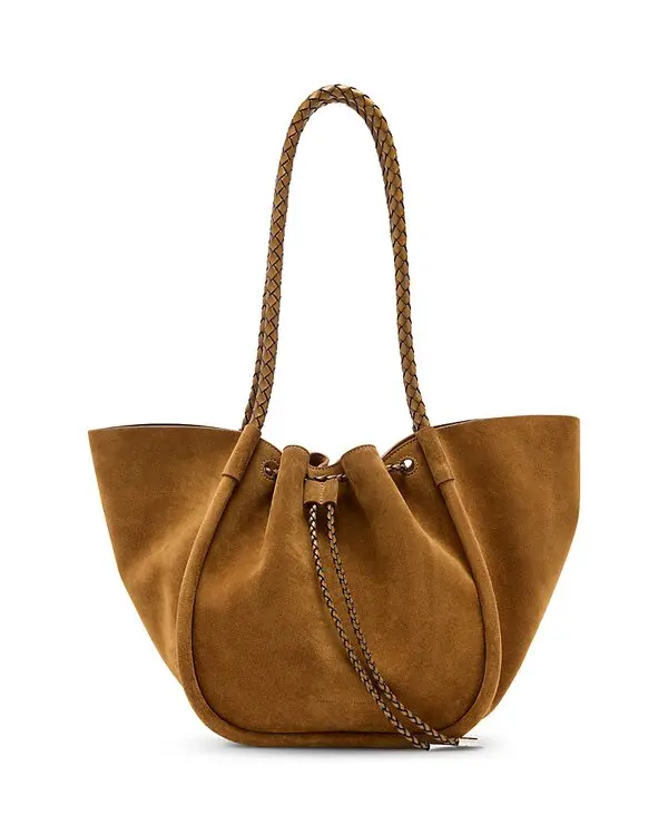 Proenza Schouler Chelsea Large Ruched Suede Tote Bag - Hazelnut