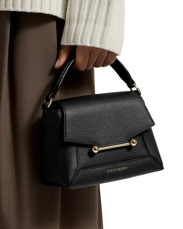 Strathberry Mosaic Nano Leather Crossbody Bag - Black