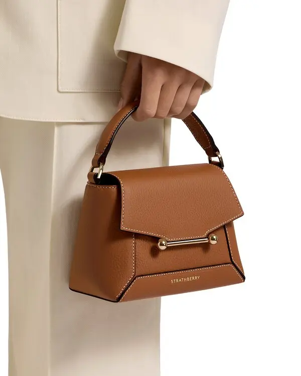 Strathberry Mosaic Nano Leather Crossbody Bag - Tan/vanilla