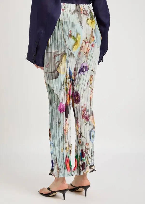 JULIA HEUER Dalilah Crushed Printed Pleated Trousers