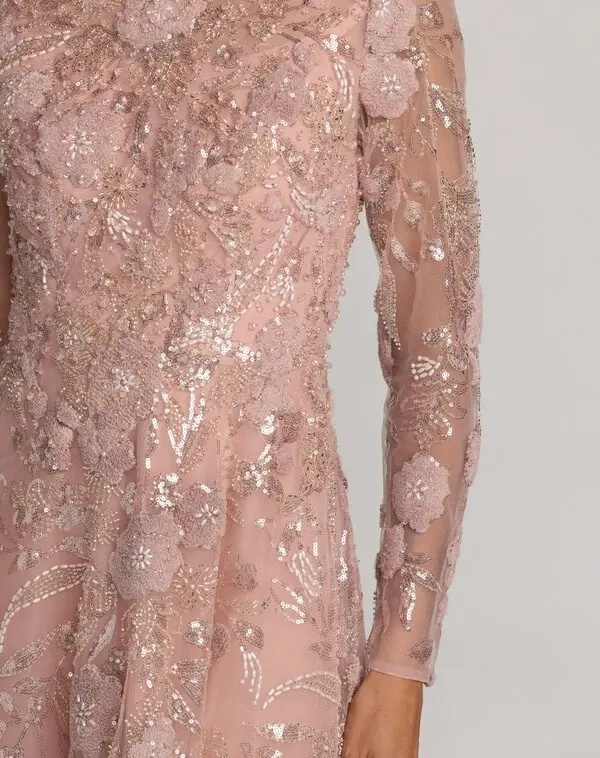 Mac Duggal Embellished Long Sleeve Evening Gown