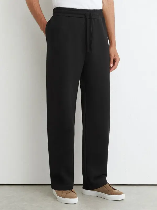 REISS Tanner Cotton Heavyweight Straight-leg Joggers - Black