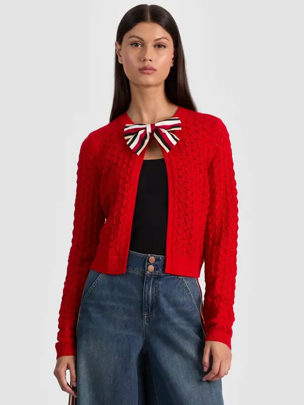 Alice + Olivia Dollie Open Front Cardigan - Perfect Ruby