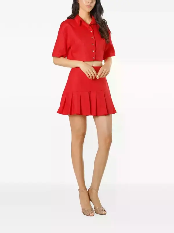 MIA PECULIAR Asymmetrical Pleated Linen Skirt