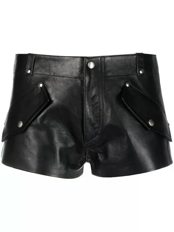 DURAZZI MILANO Leather Shorts With Flap Detail