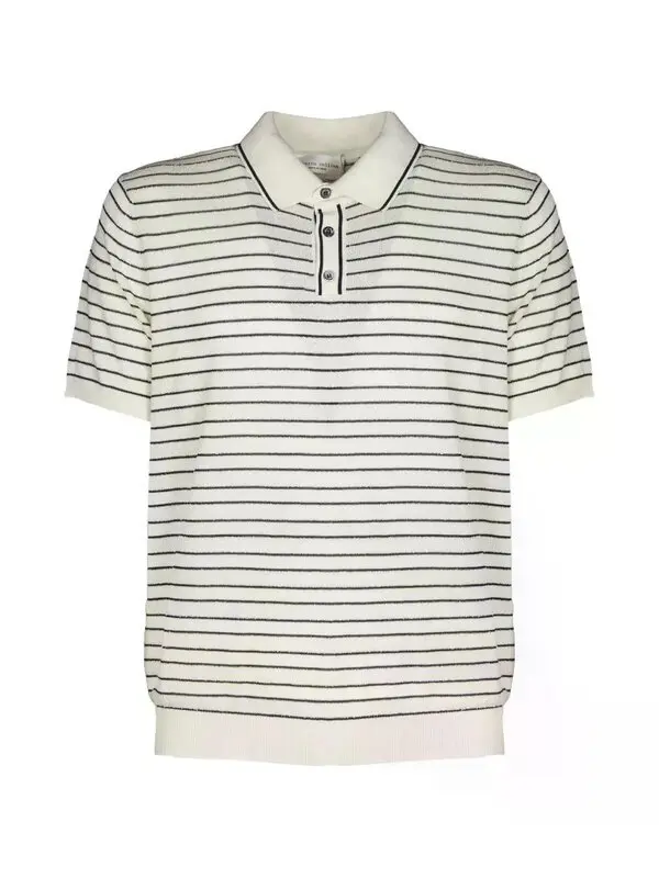 ROBERTO COLLINA Striped-knit Polo Shirt