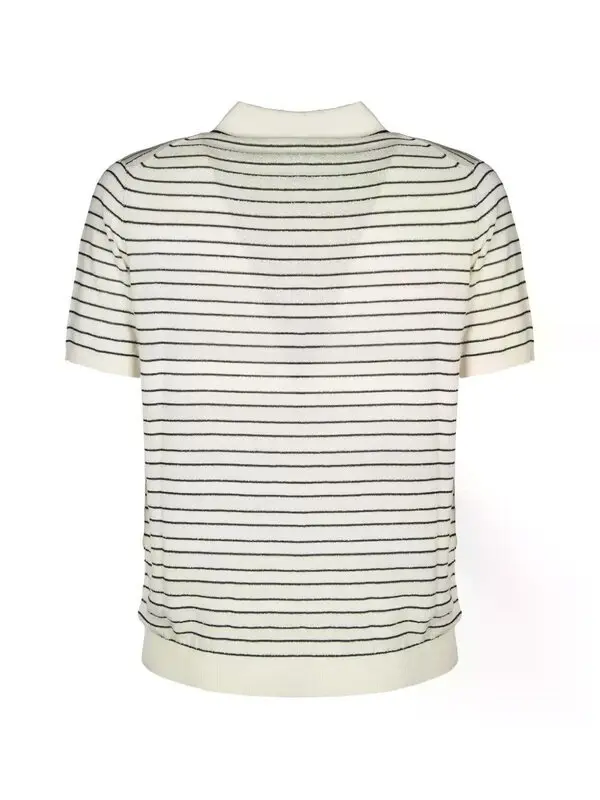 ROBERTO COLLINA Striped-knit Polo Shirt