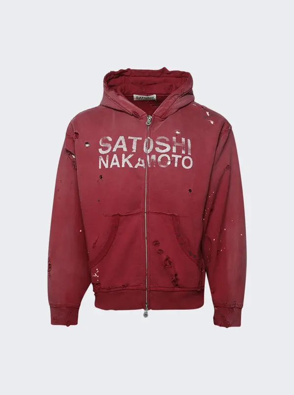 SATOSHI NAKAMOTO Burgundy Fleece Hoodie - Red