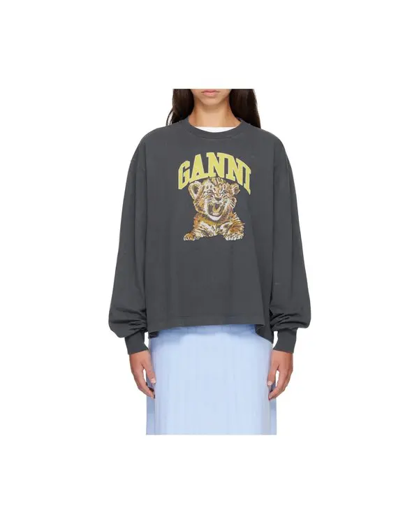GANNI Logo Tiger T-shirt - Phantom Black