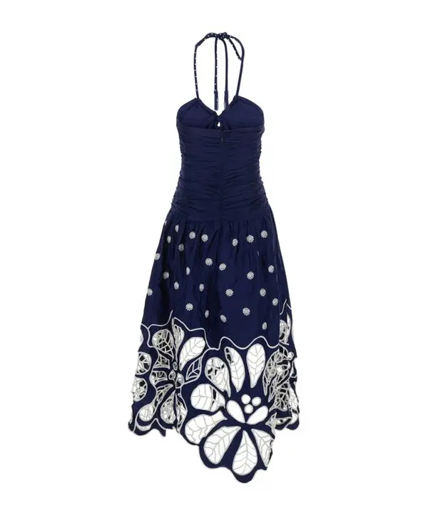 Farm Rio Embroidered Halterneck Dress