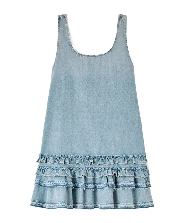 GANNI Dress In Lightweight Denim - Light Blue