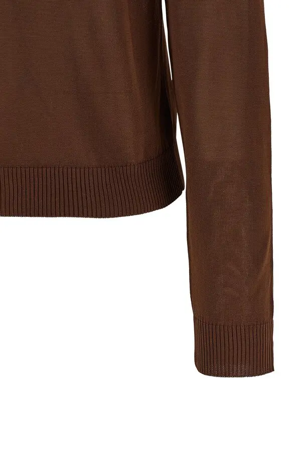 GANNI Argyle Buttoned Cardigan - Brown