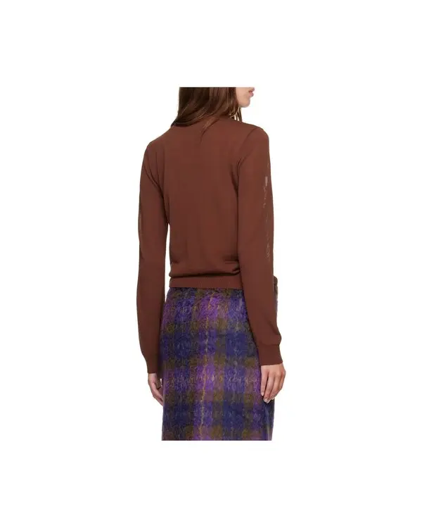 GANNI Argyle Buttoned Cardigan - Brown