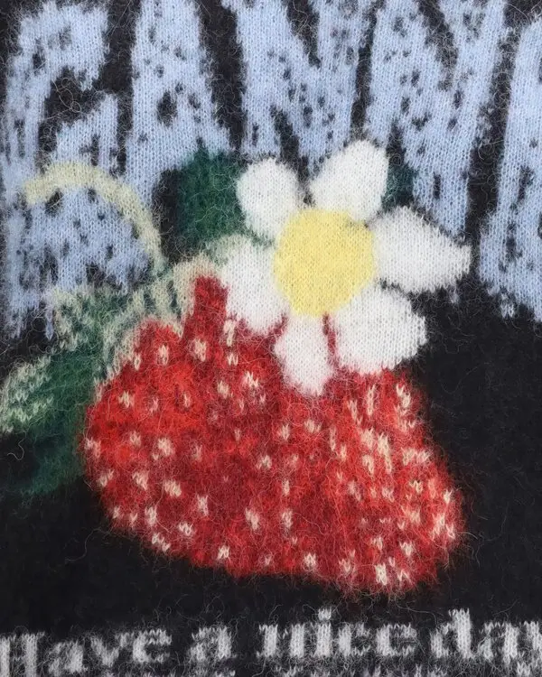 GANNI Strawberry Intarsia Knit Jumper - Black