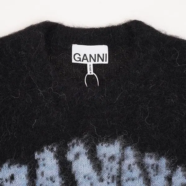 GANNI Strawberry Intarsia Knit Jumper - Black