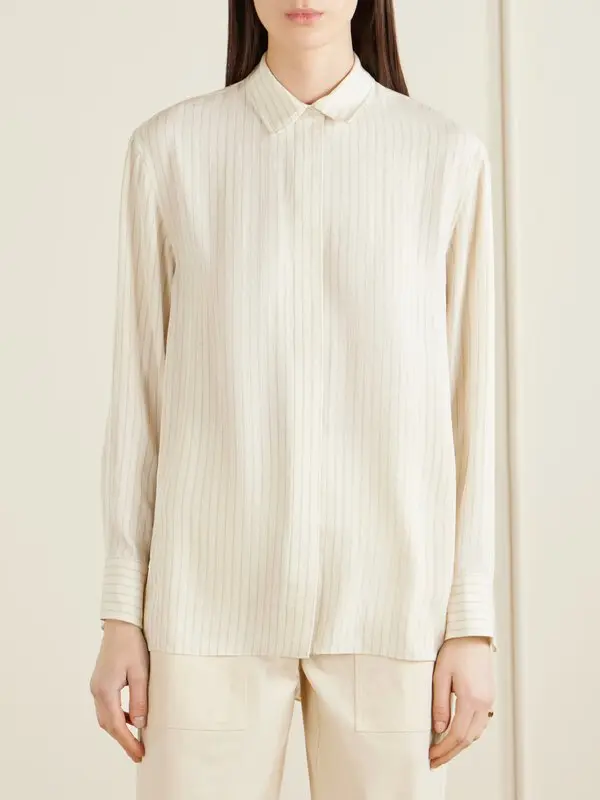 Theory Hi Lo Flou Striped Shirt