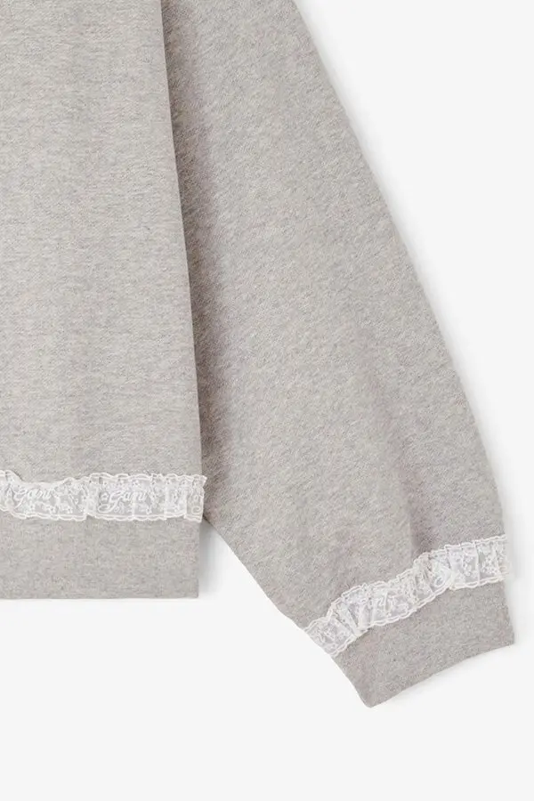 GANNI Isoli Sweatshirt With Lace Detail - Gray