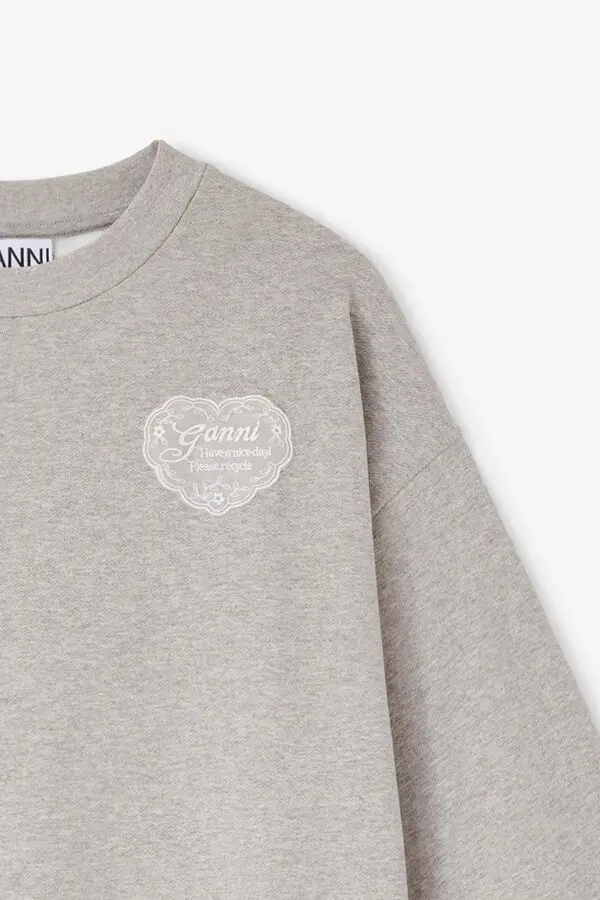 GANNI Isoli Sweatshirt With Lace Detail - Gray