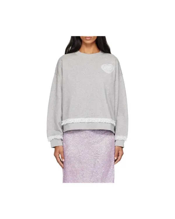 GANNI Isoli Sweatshirt With Lace Detail - Gray