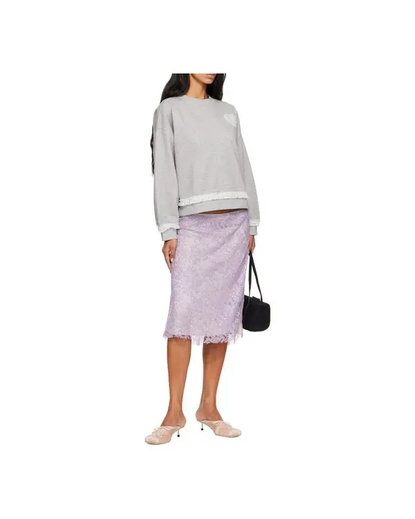 GANNI Isoli Sweatshirt With Lace Detail - Gray